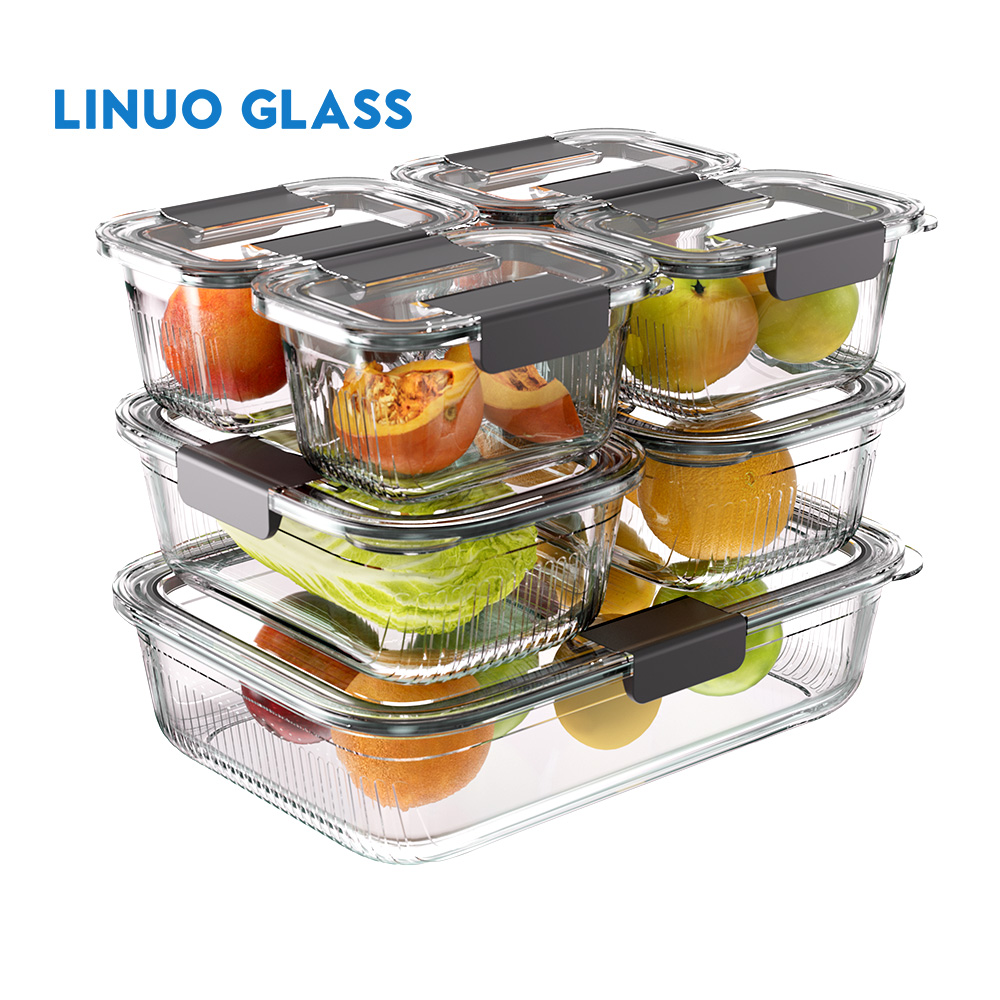 Vertical Stripe Glass Food Containers Manufacturer_Wholesaler_Supplier ...
