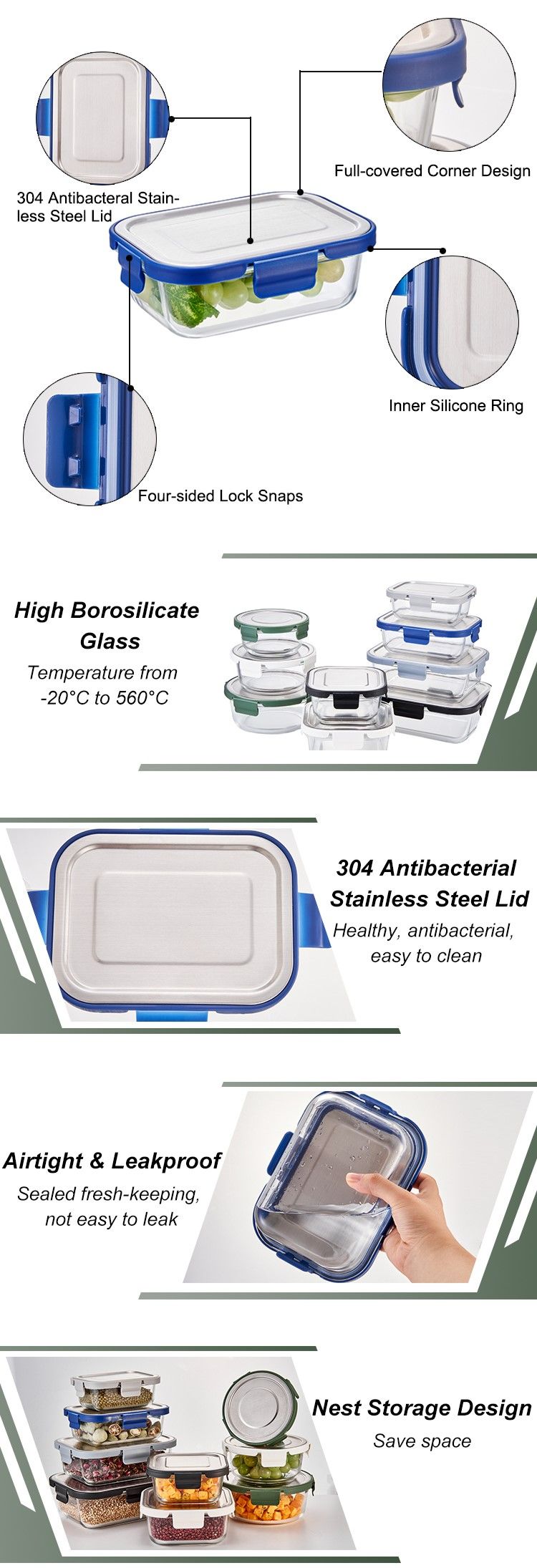 Glass Storage Containers With Stainless Steel Lids Manufacturer ...