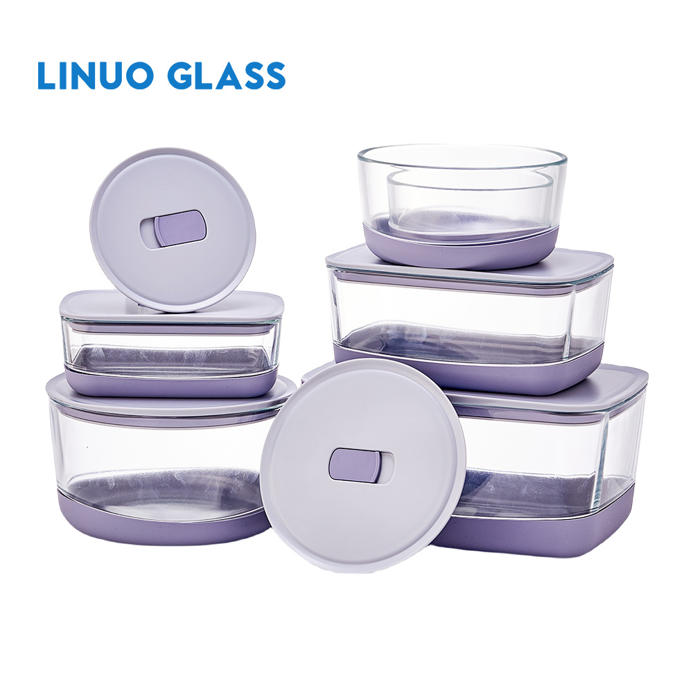 Stackable Non-Slip Glass Containers With Silicone Mat Manufacturer ...