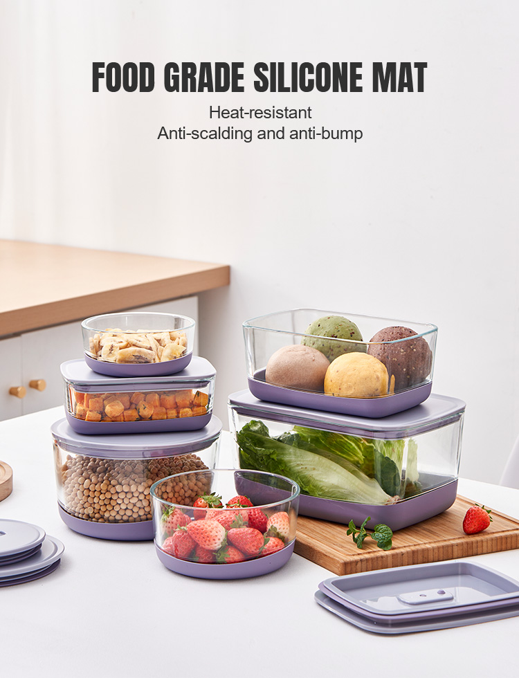 Stackable Non-Slip Glass Containers With Silicone Mat Manufacturer ...
